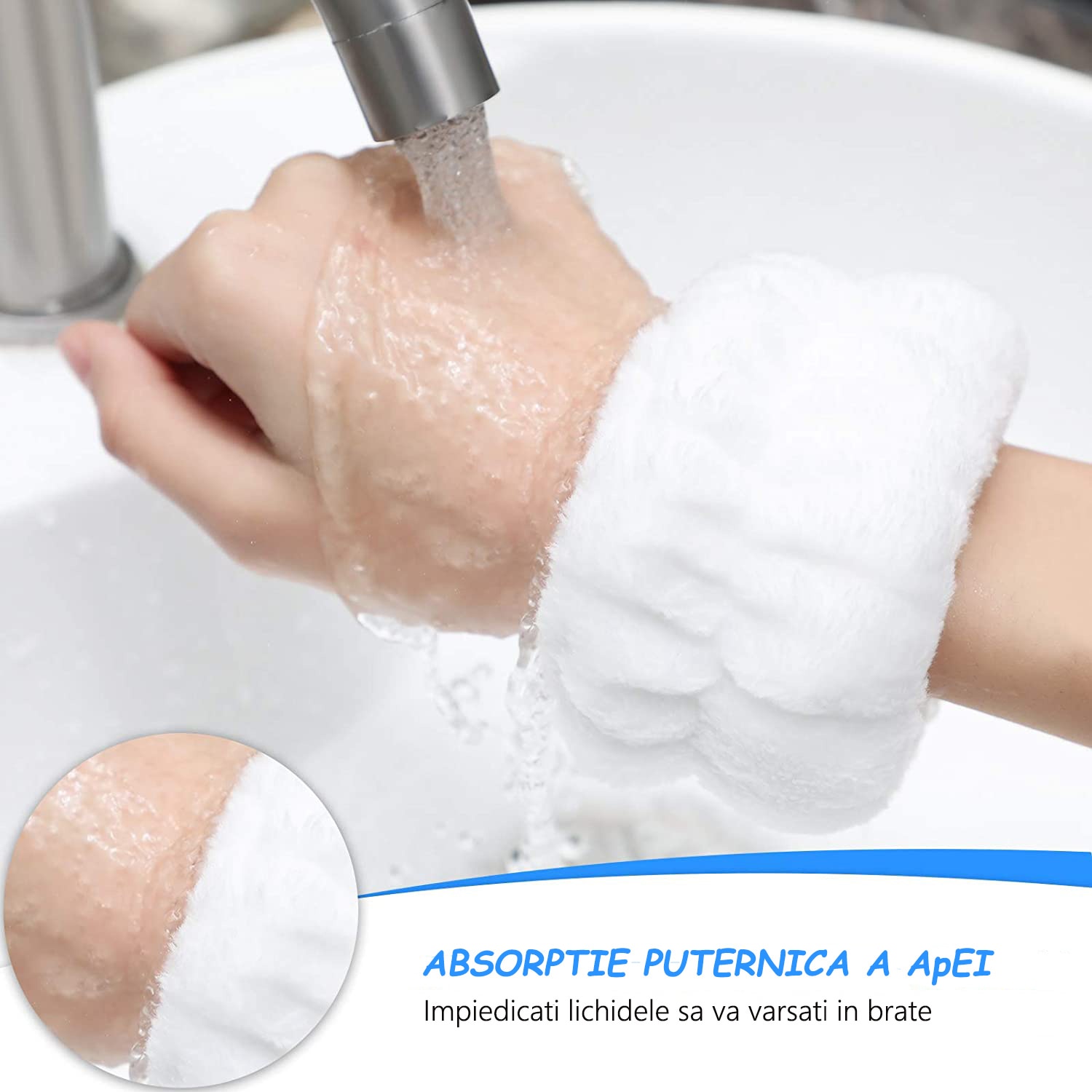 Set 4 perechi mansete din frotir pentru incheieturi, Sundiguer, absorb ...