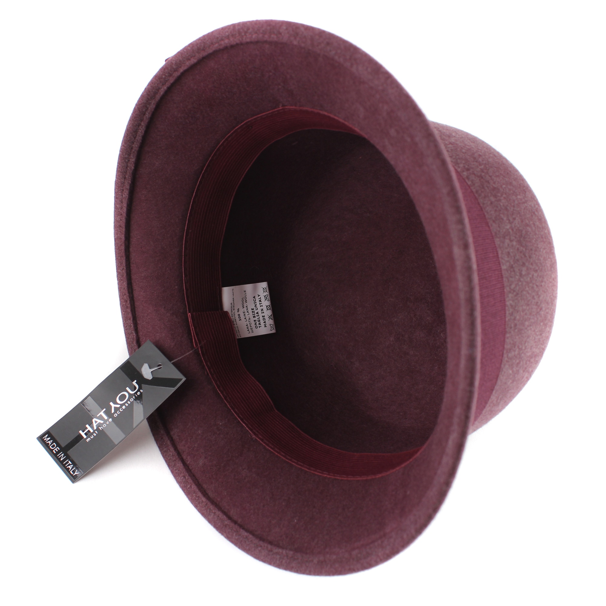 Palarie din fetru HatYou CF0307, Rosu bordo melange - eMAG.ro