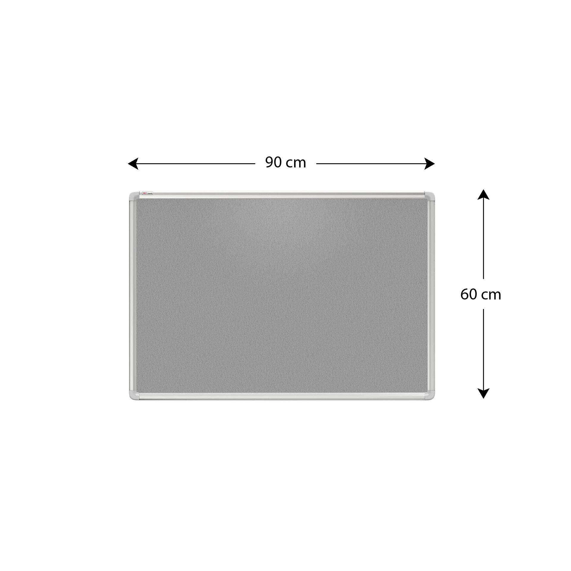 Avizier din fetru cu rama din aluminiu, Allboards, 90x60 cm, Gri - eMAG.ro
