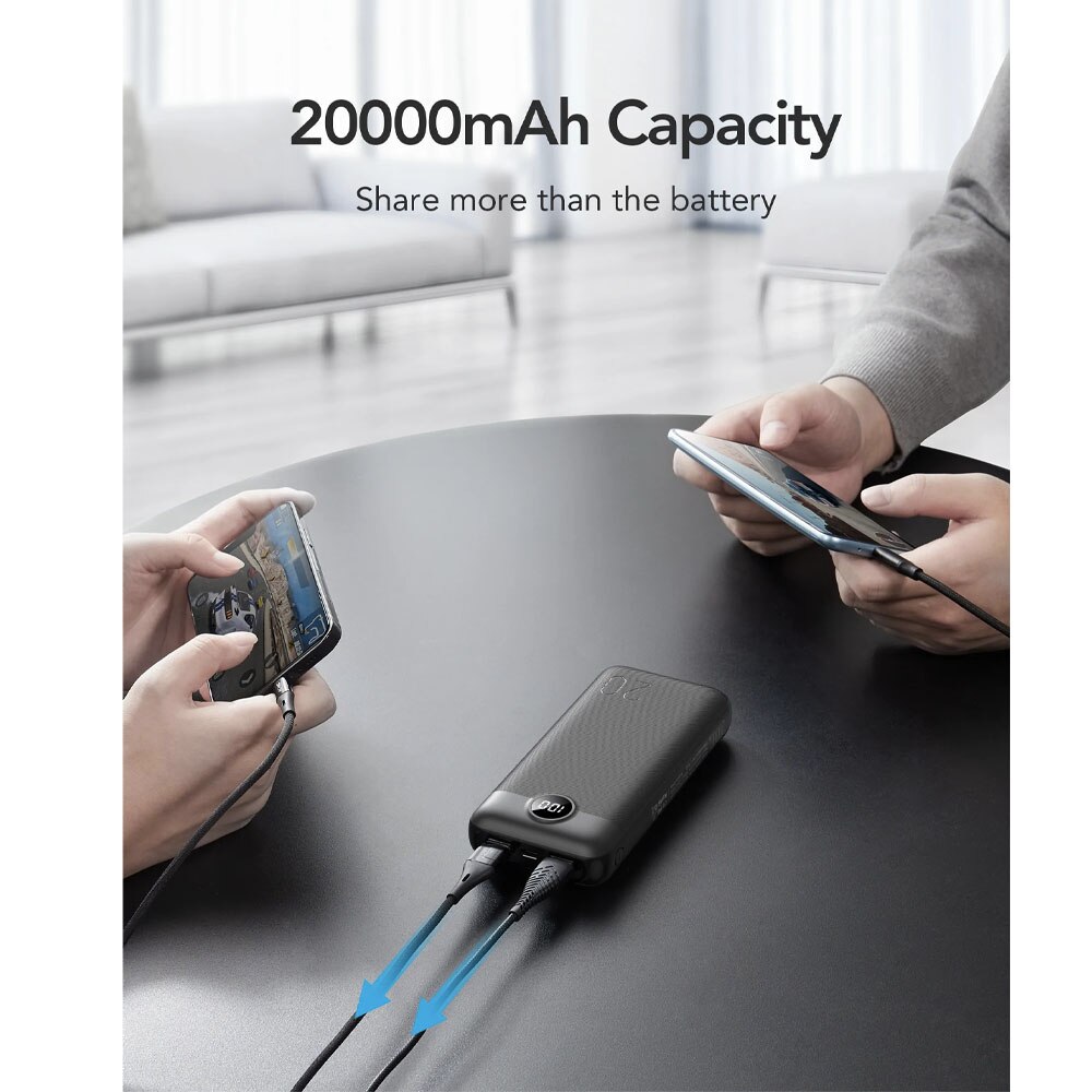 Baterie externa 20000mAh, Power bank portabil, 2 Inputs ( Micro, USB-C ...