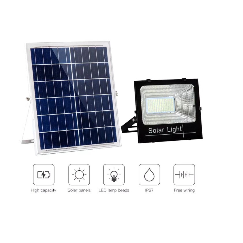 Proiector LED, Rezistent la Apa IP67, cu Panou Solar, 200W, cu ...