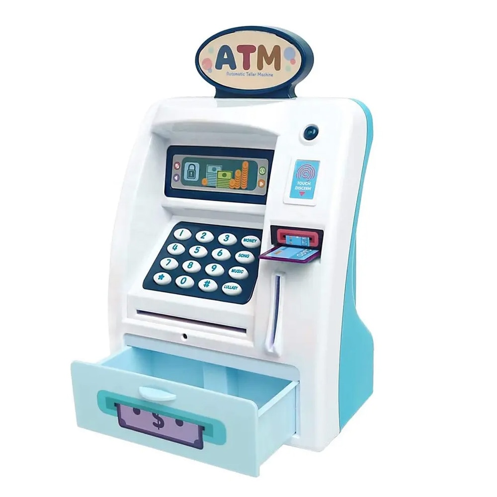Jucarie interactiva ATM bancomat cu functii reale si sunete, Albastru ...