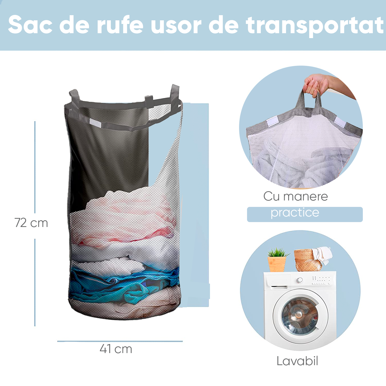 Cos de rufe bambus, pliabil, cu capac si sac de rufe detasabil, 100 L ...