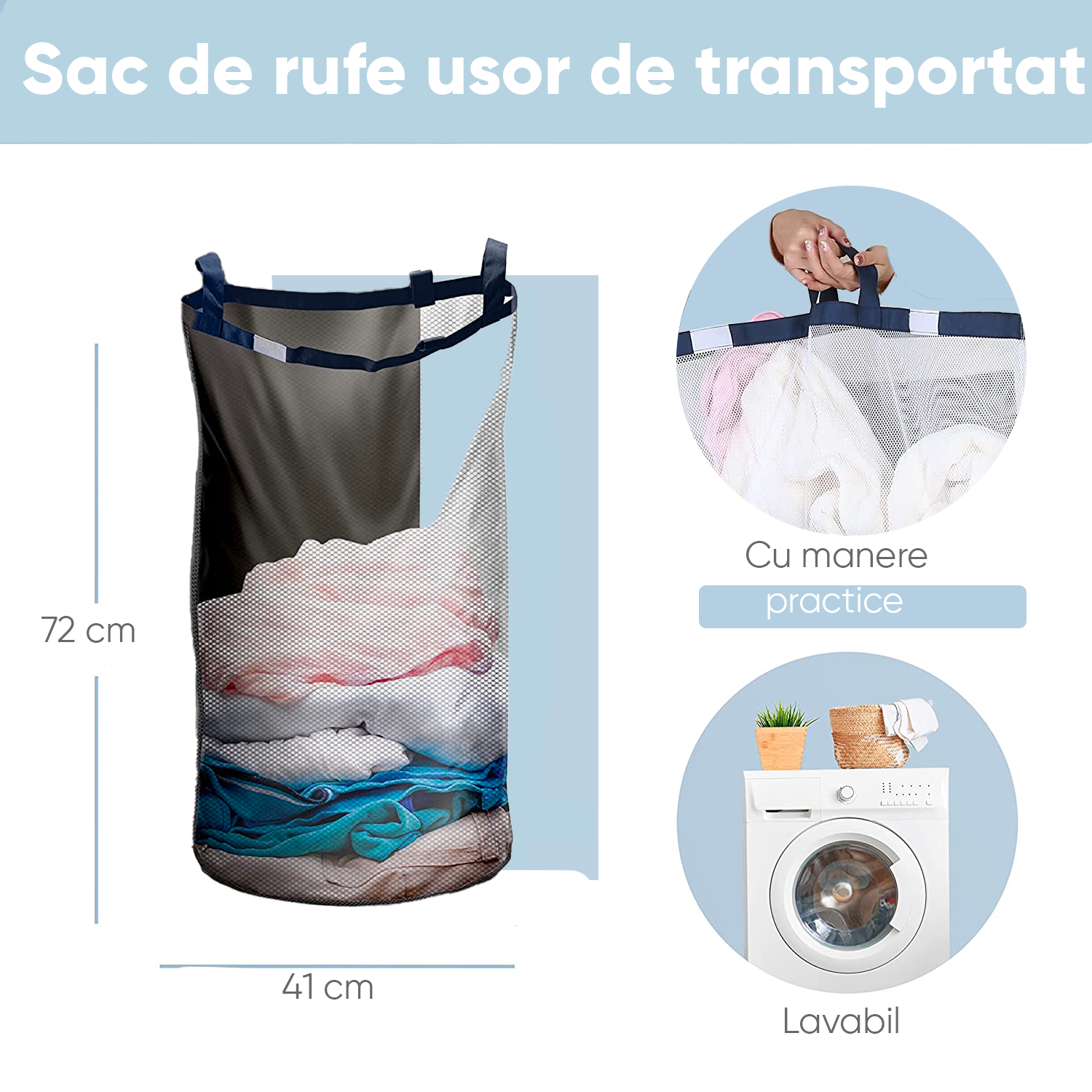 Cos de rufe bambus, pliabil, cu capac si sac de rufe detasabil, 100 L ...