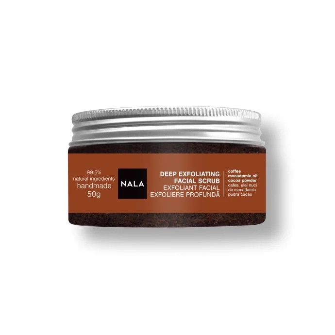 Exfoliant facial, exfoliere profunda, NALA, cafea, ulei de macadamia si pudra cacao, 50 g - eMAG.ro