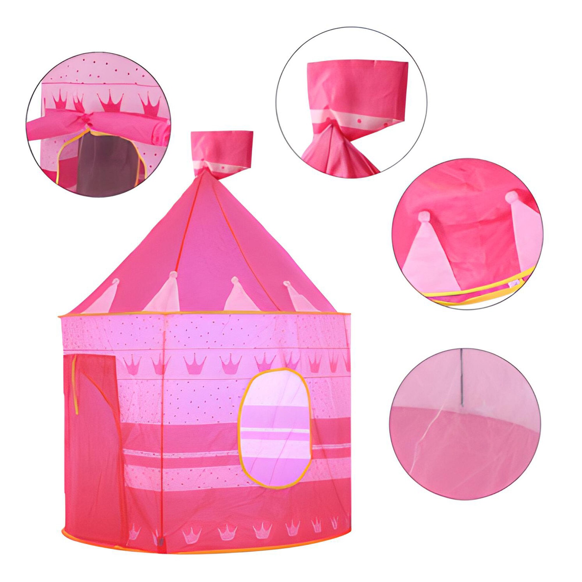 Cort de Joaca pentru Copii, castel printese roz 135 x 105 x 105 cm ...