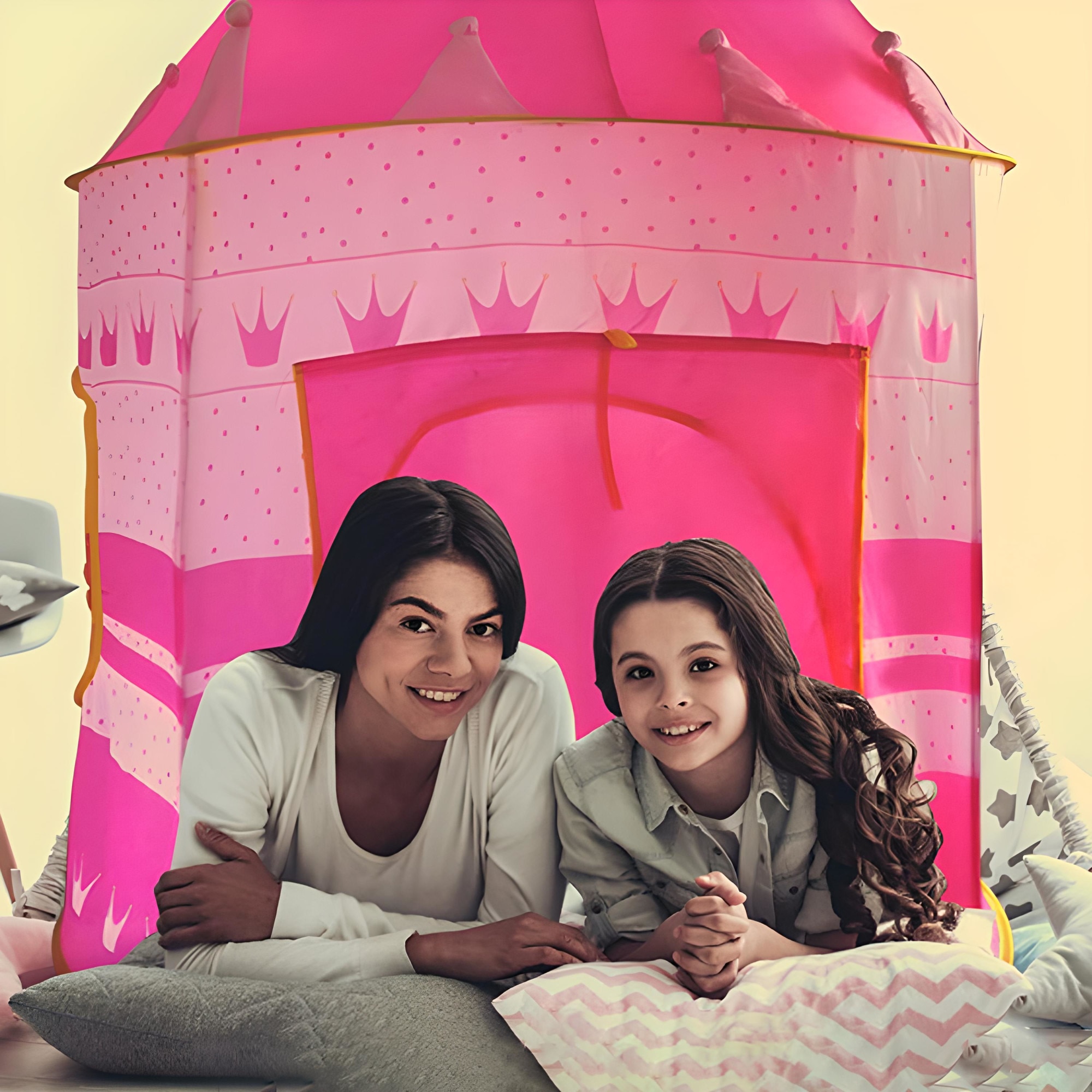 Cort de Joaca pentru Copii, castel printese roz 135 x 105 x 105 cm ...