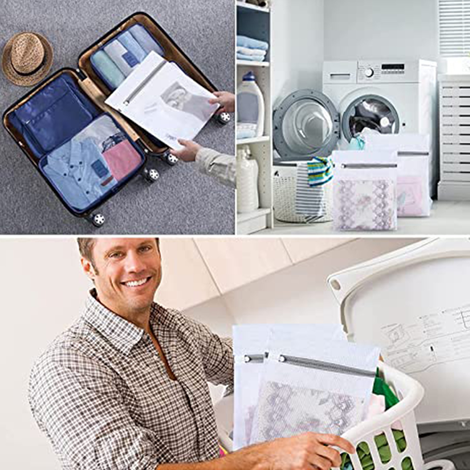 Set 8 saculeti rufe, Darklove, Dimensiuni multiple, din plasa, Fermoar ...