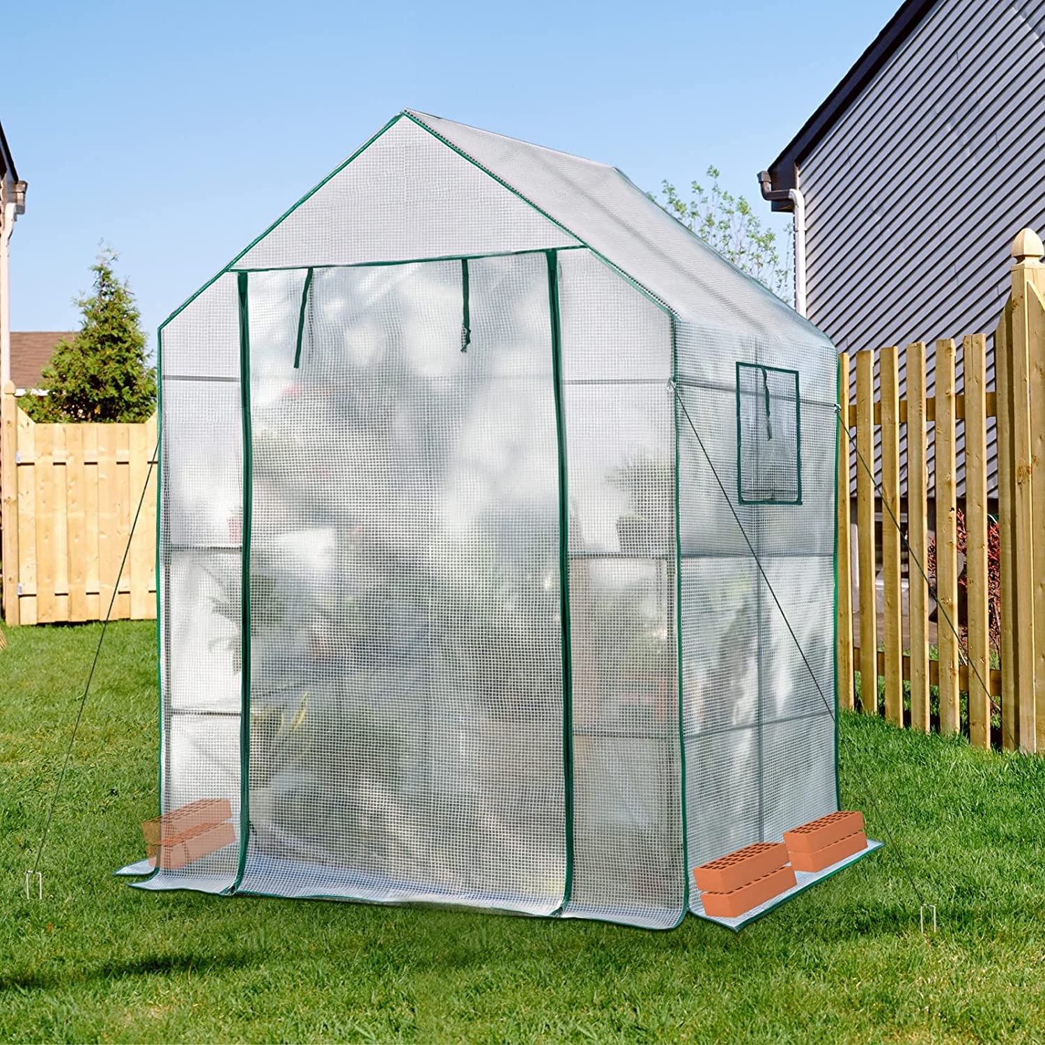 Solar Gradina cu rafturi pentru plante si flori 140 x 140 x 200 cm alb ...