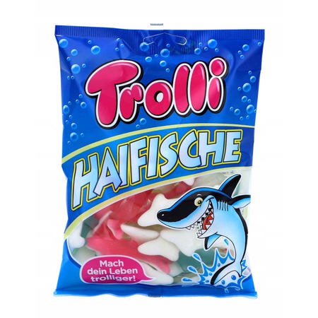Jeleuri Haifische, Trolli, Aroma zmeura/tutti frutti, 200 g - eMAG.ro