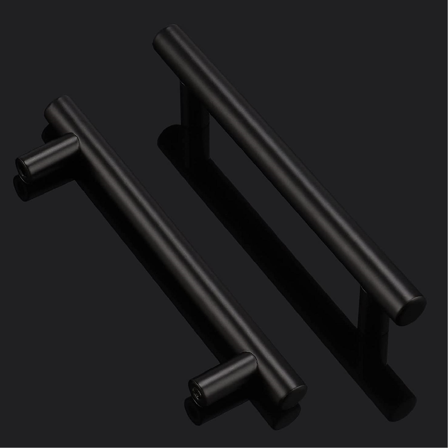 Set 10 manere inox negre 156 mm lungime, distanta gauri 96 mm cu ...