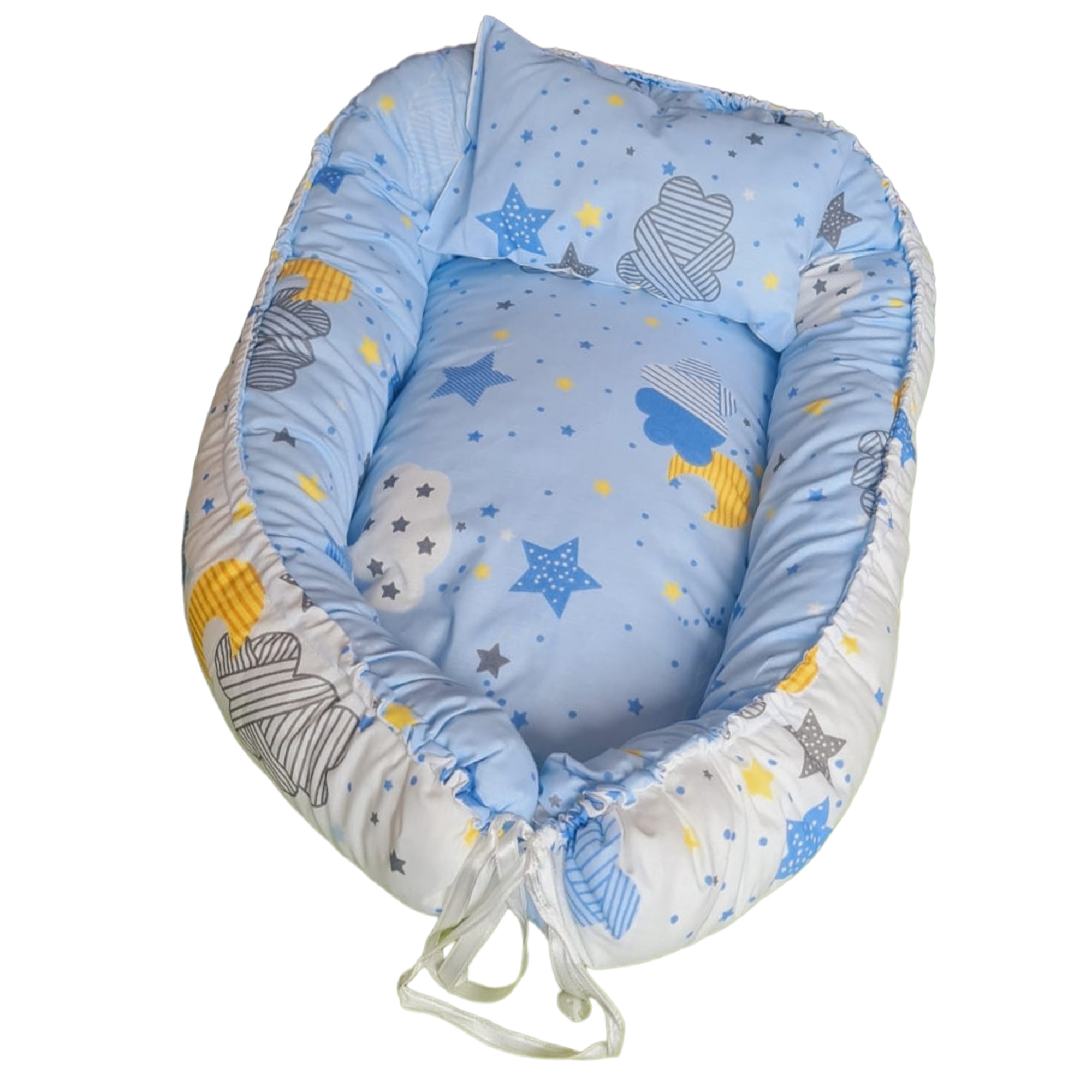 Cosulet bebelus pentru dormit RoTop Baby Nest Cocoon 90x50 cm Albastru ...