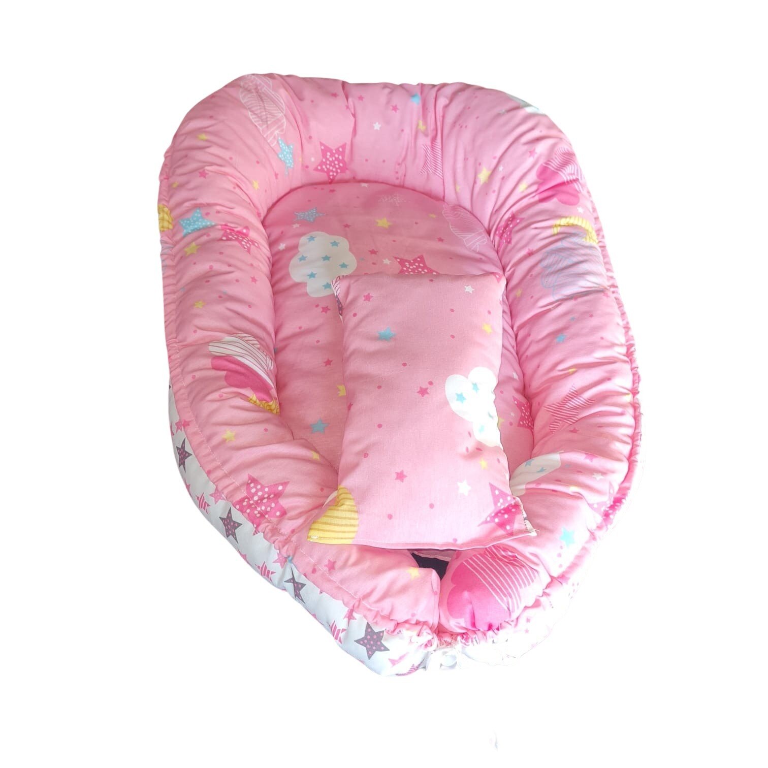 Cosulet bebelus pentru dormit RoTop Baby Nest Cocoon 90x50 cm Roz, husa ...