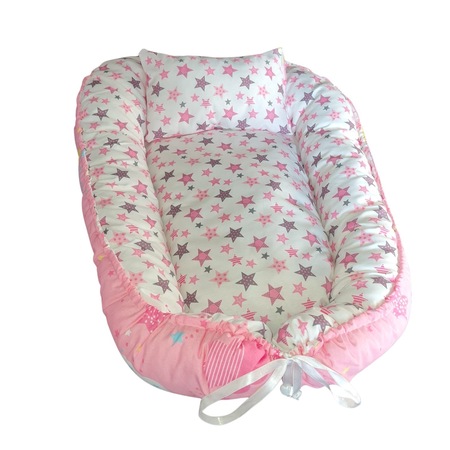 Cosulet bebelus pentru dormit RoTop Baby Nest Cocoon 90x50 cm Roz, husa ...