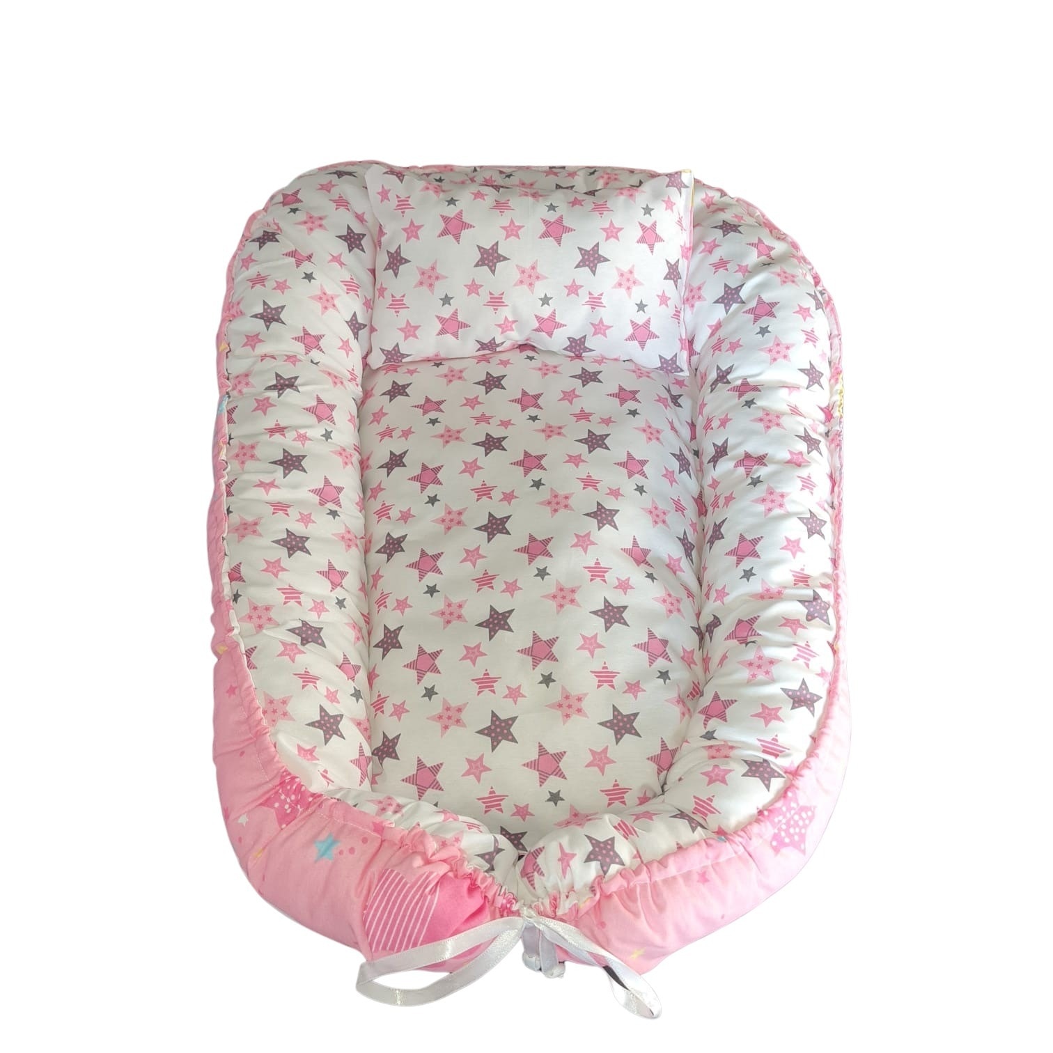 Cosulet bebelus pentru dormit RoTop Baby Nest Cocoon 90x50 cm Roz, husa ...