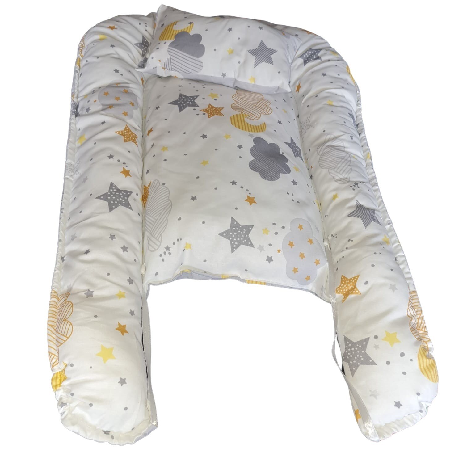 Cosulet bebelus pentru dormit RoTop Baby Nest Cocoon 90x50 cm Gri, husa ...