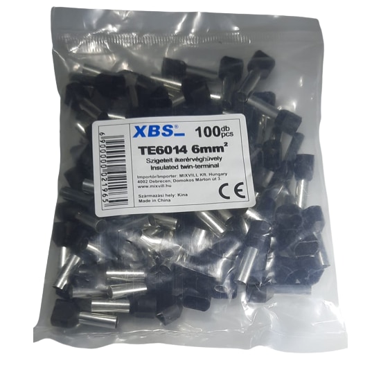 Set 100 pini terminali dubli izolati 6mm² negri ferule cupru 23mm - eMAG.ro