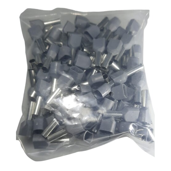 Set 100 pini terminali dubli izolati 4mm2 gri ferule cupru 21mm - eMAG.ro