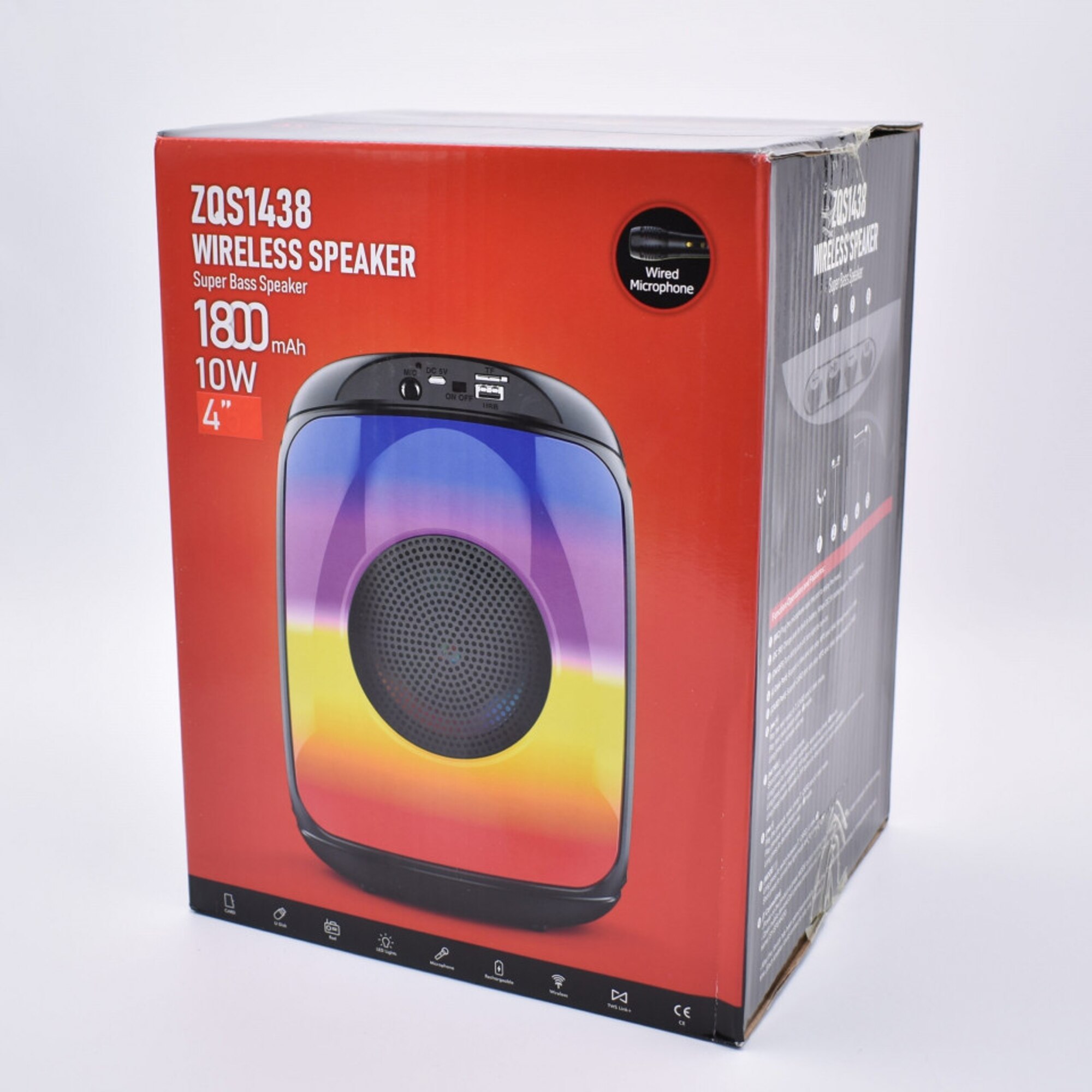 Boxa portabila Wireless cu lumini RGB, Bluetooth, 10W, 1800mAh, AUX ...