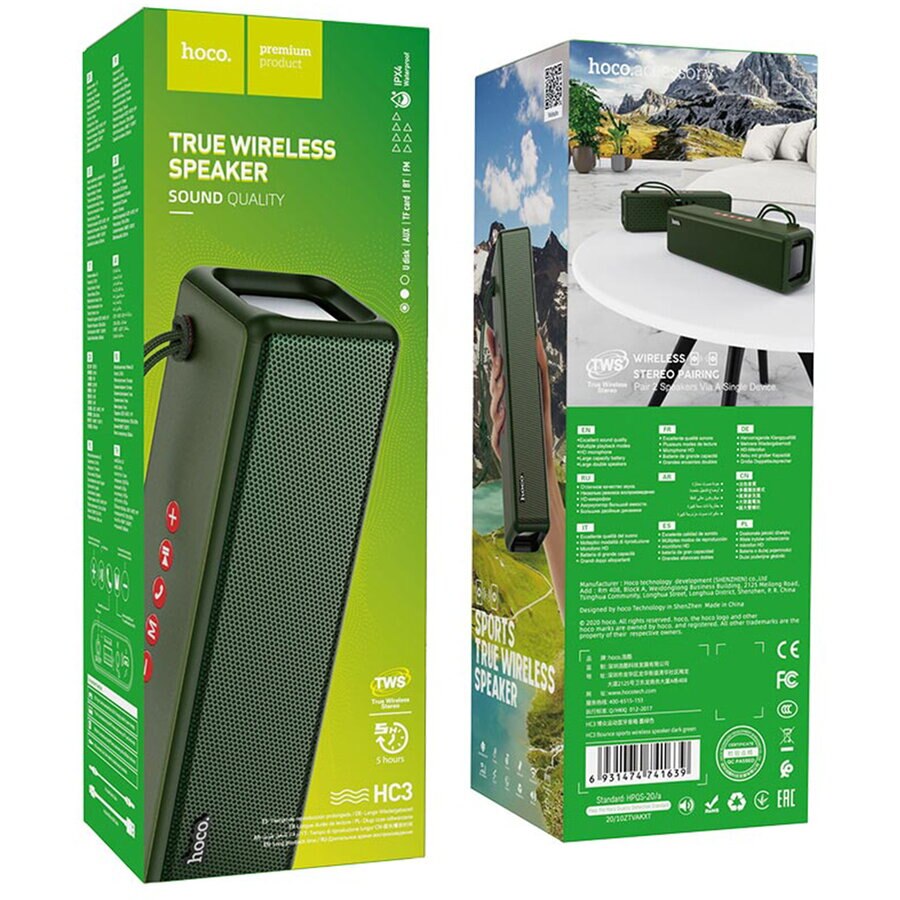 Boxa Portabila Bluetooth 5.0, 2x5W - Hoco Bounce (HC3) - Green - eMAG.bg