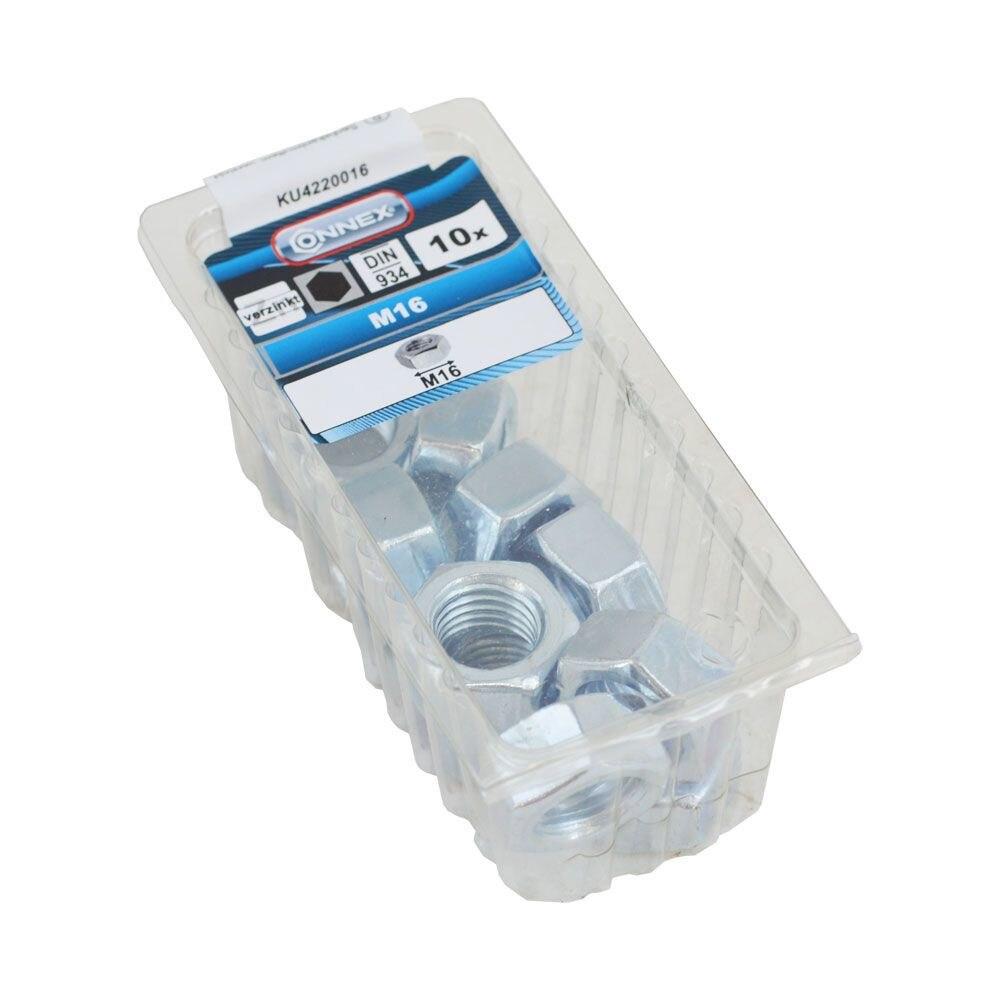 Blister 10 piulite hexagonale cu filet metric DIN 934-6 M16, Connex ...
