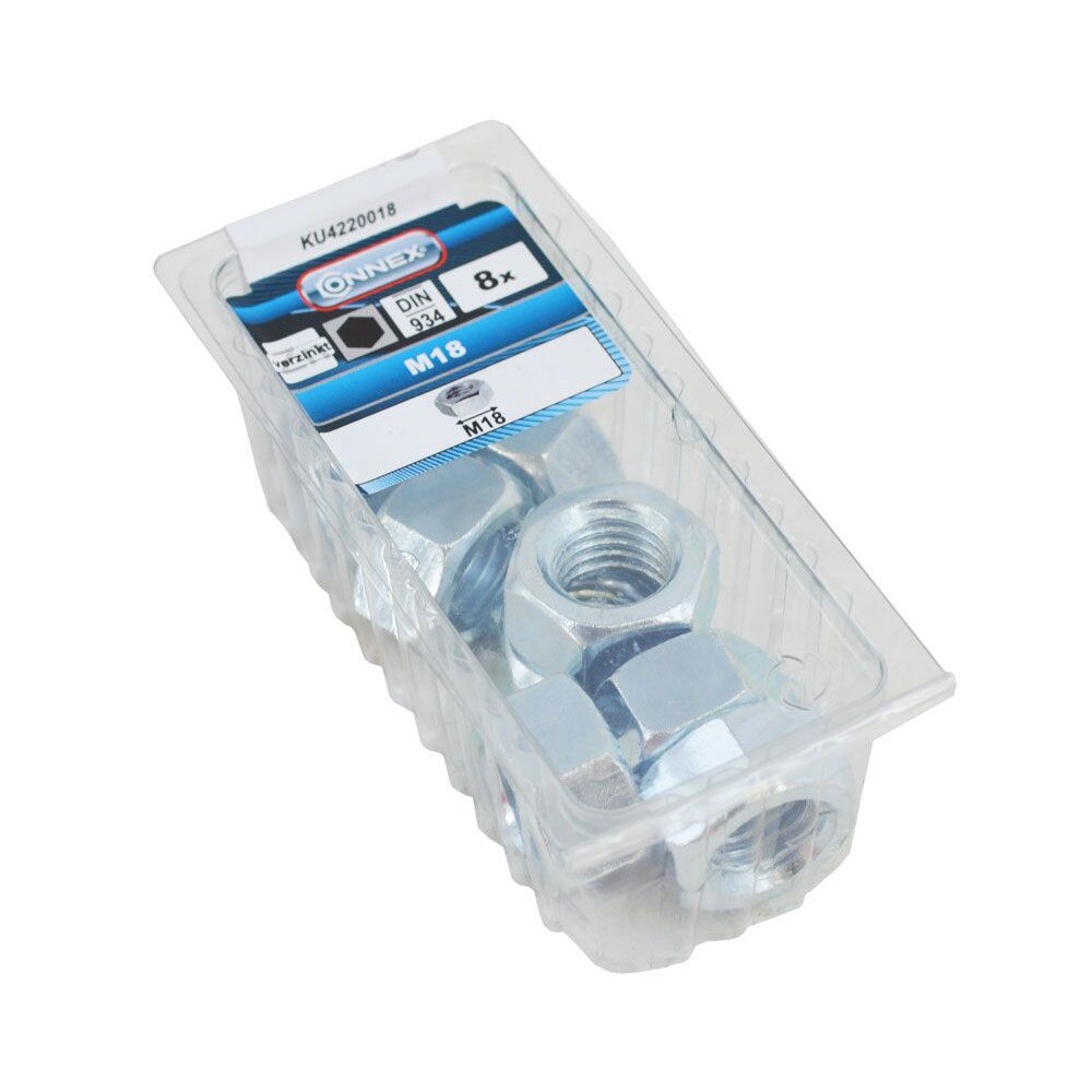 Blister 8 piulite hexagonale cu filet metric DIN 934-6 M18, Connex ...