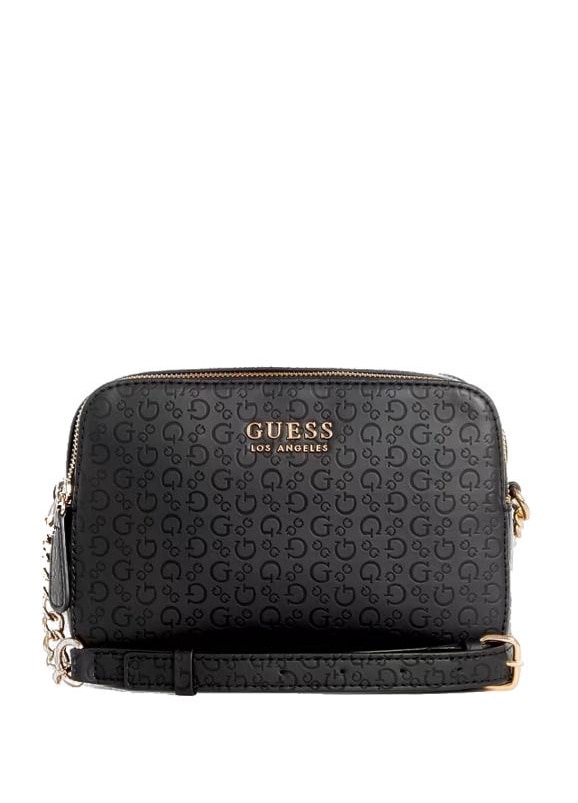 Geanta crossbody, GUESS, Piele ecologica, Negru, 23x14x8 cm - eMAG.ro