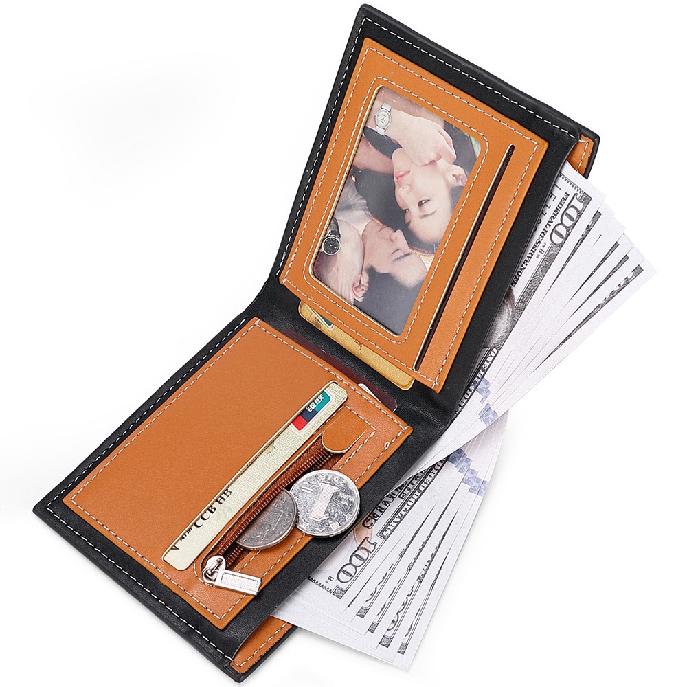 Portofel barbatesc slim din piele naturala, model cu carbon, multiple ...