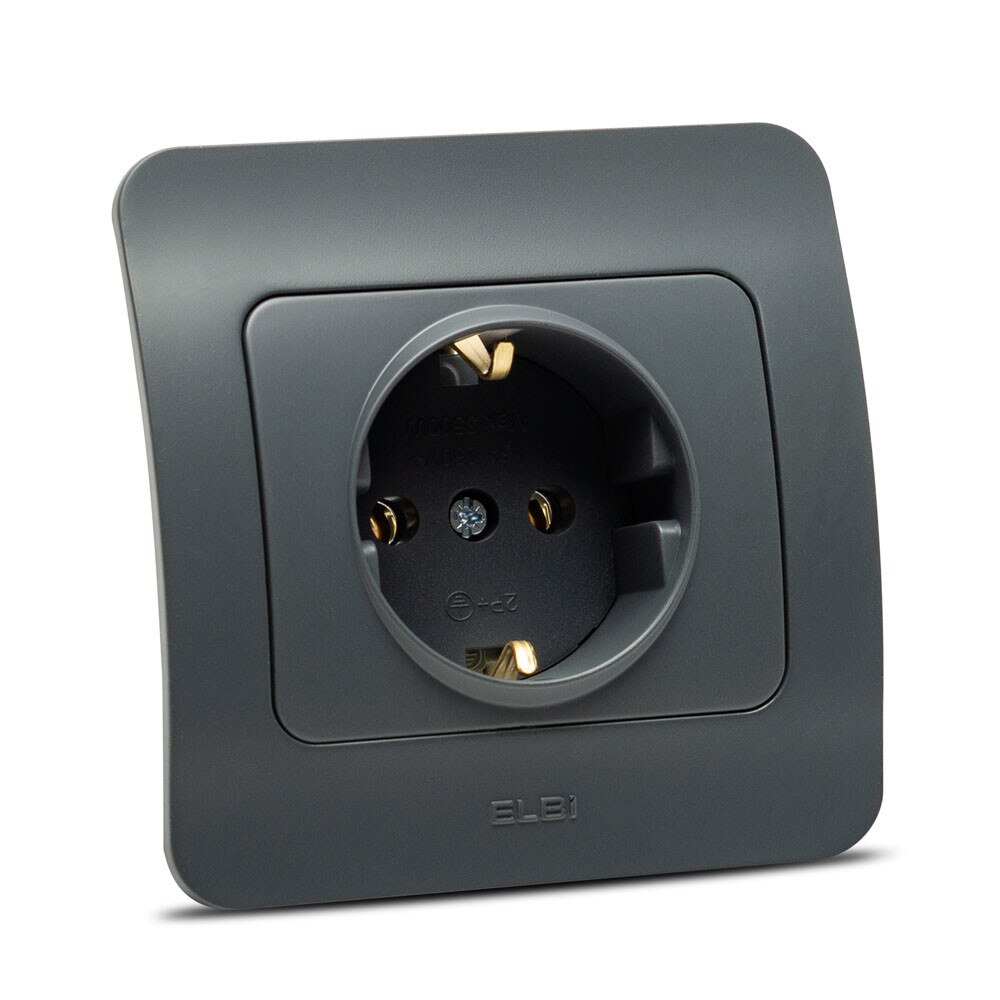 Priza Schuko simpla cu impamantare, 220-240V, 16A, gama Jazz, Antracit ...
