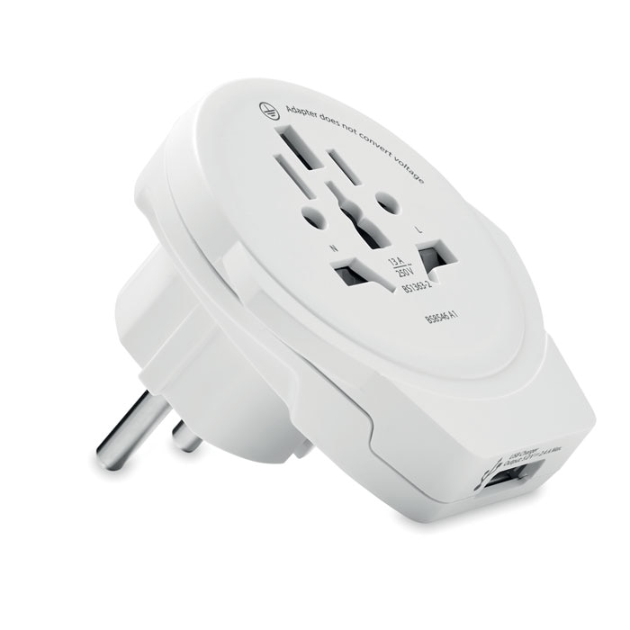 Adaptor priza Europa, cu port USB Type-A, alb - eMAG.ro