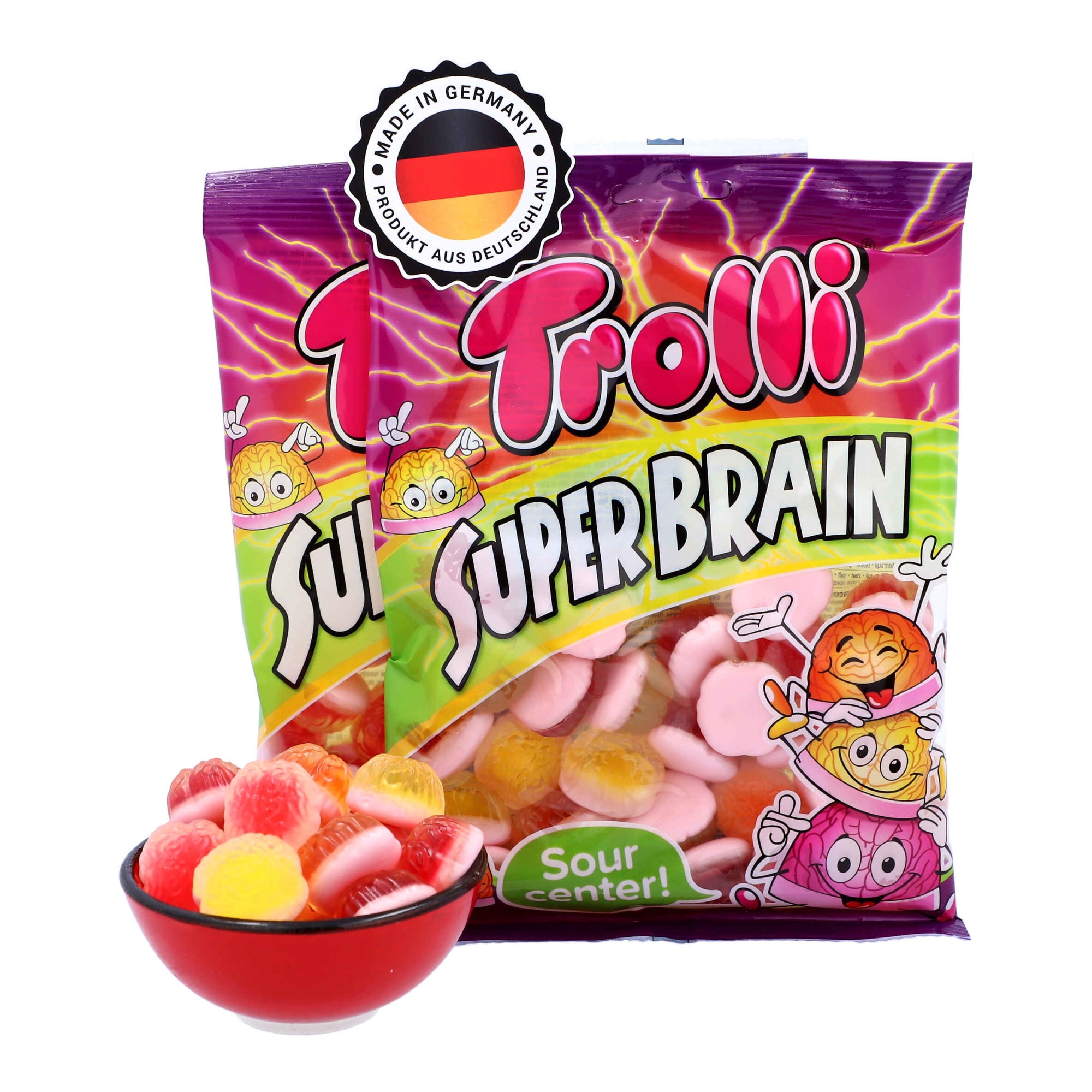 Jeleuri Super Brain, Trolli, Aroma capsuni/portocale/mango, 175 g - eMAG.ro