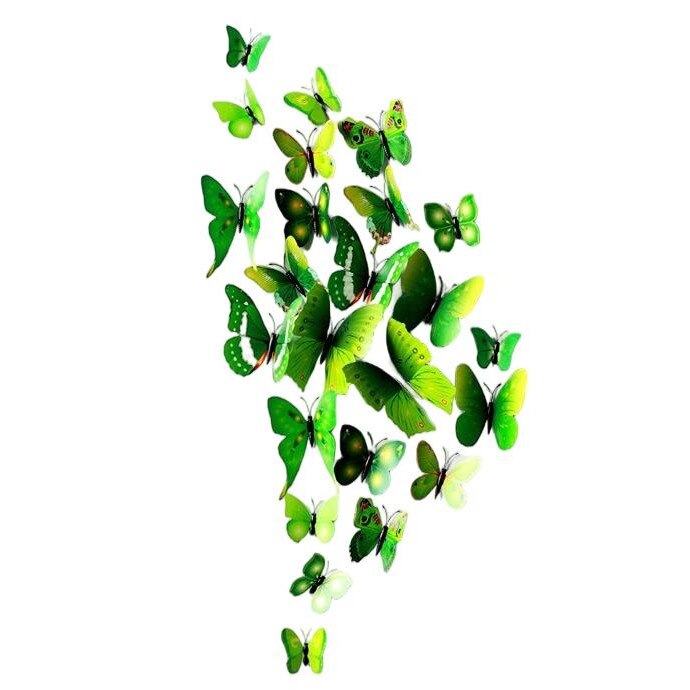 Set fluturi decorativi, IZMAEL, 12 Bucati, Plastic, Verde - eMAG.ro