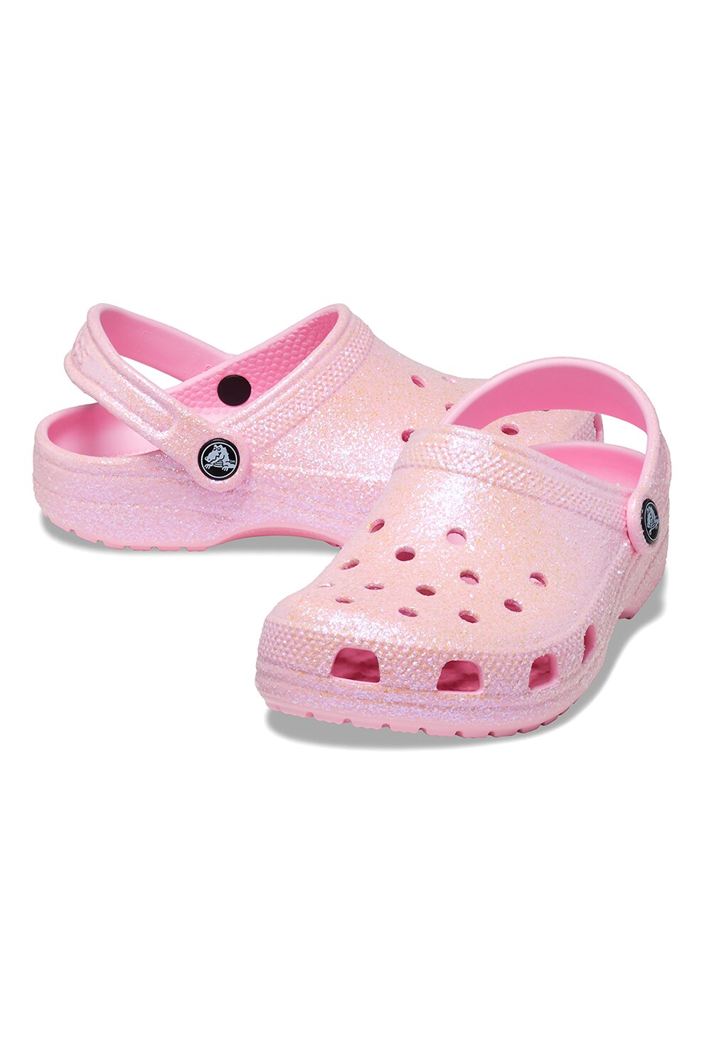 Crocs, Крокс с отворена пета и бляскав ефект, Пастелнорозов, 28-29 EU ...