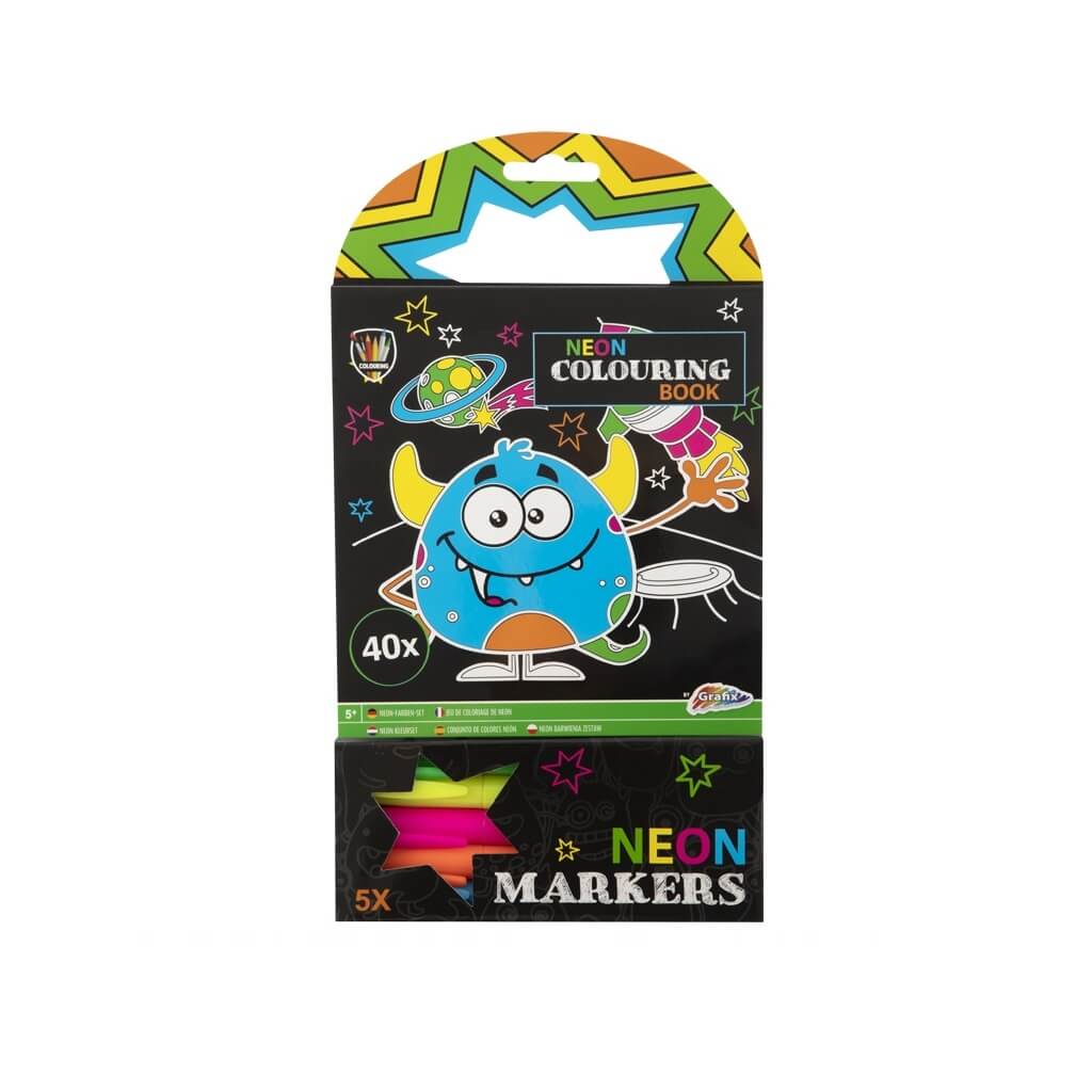 Carte de colorat in culori neon cu carioci incluse monstruleti - eMAG.ro