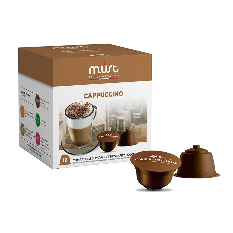 Set 16 capsule cafea Must Cappuccino compatibile cu Dolce Gusto, 160g ...