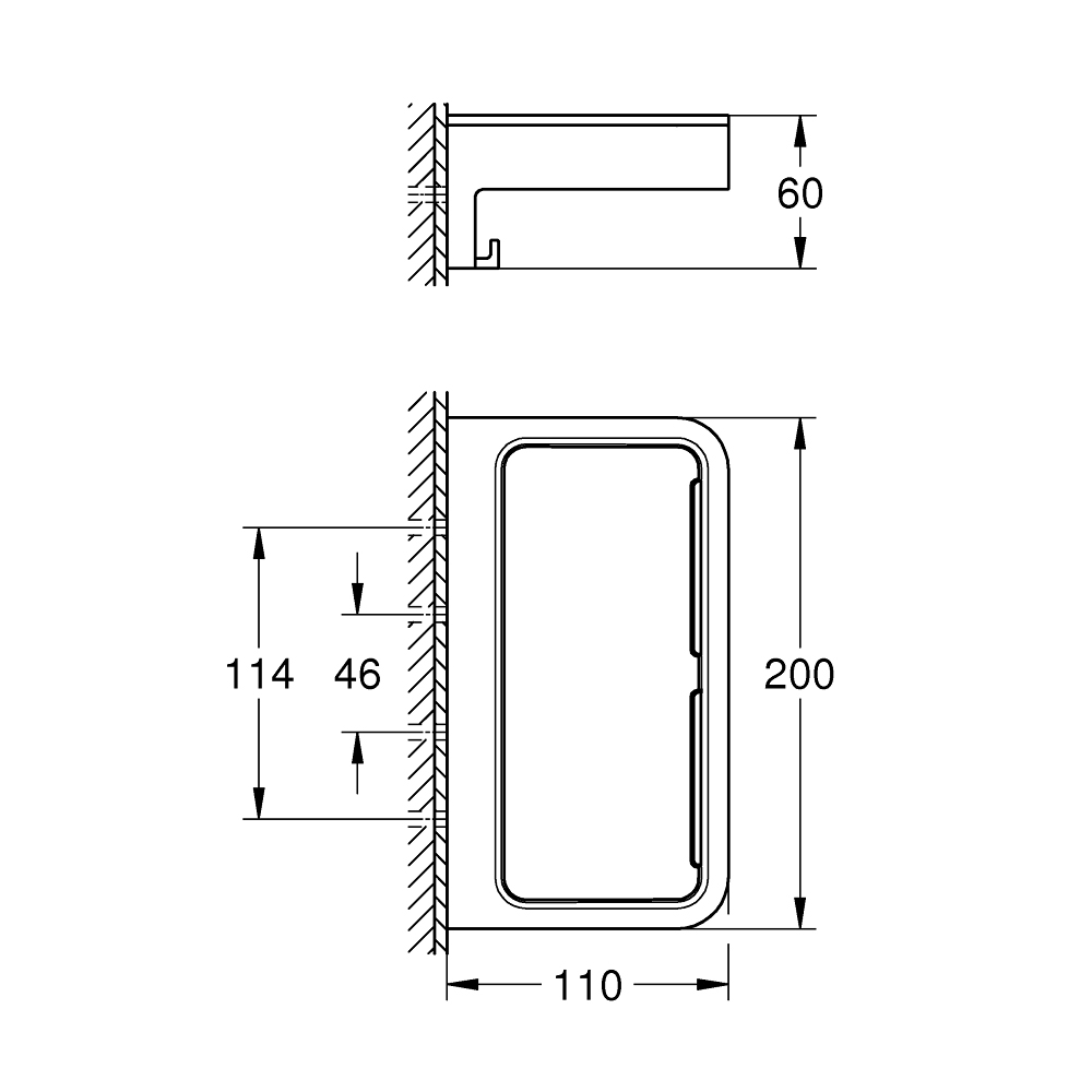 Raft baie Grohe Start Cube 41107000, 200 mm, montare pe perete, fixare ...