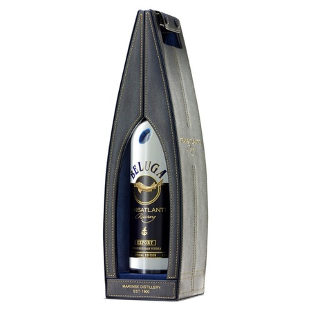 Set 2 x Vodka Beluga Transatlantic Gift Box, Cutie din Piele, 40%, 0.7 ...