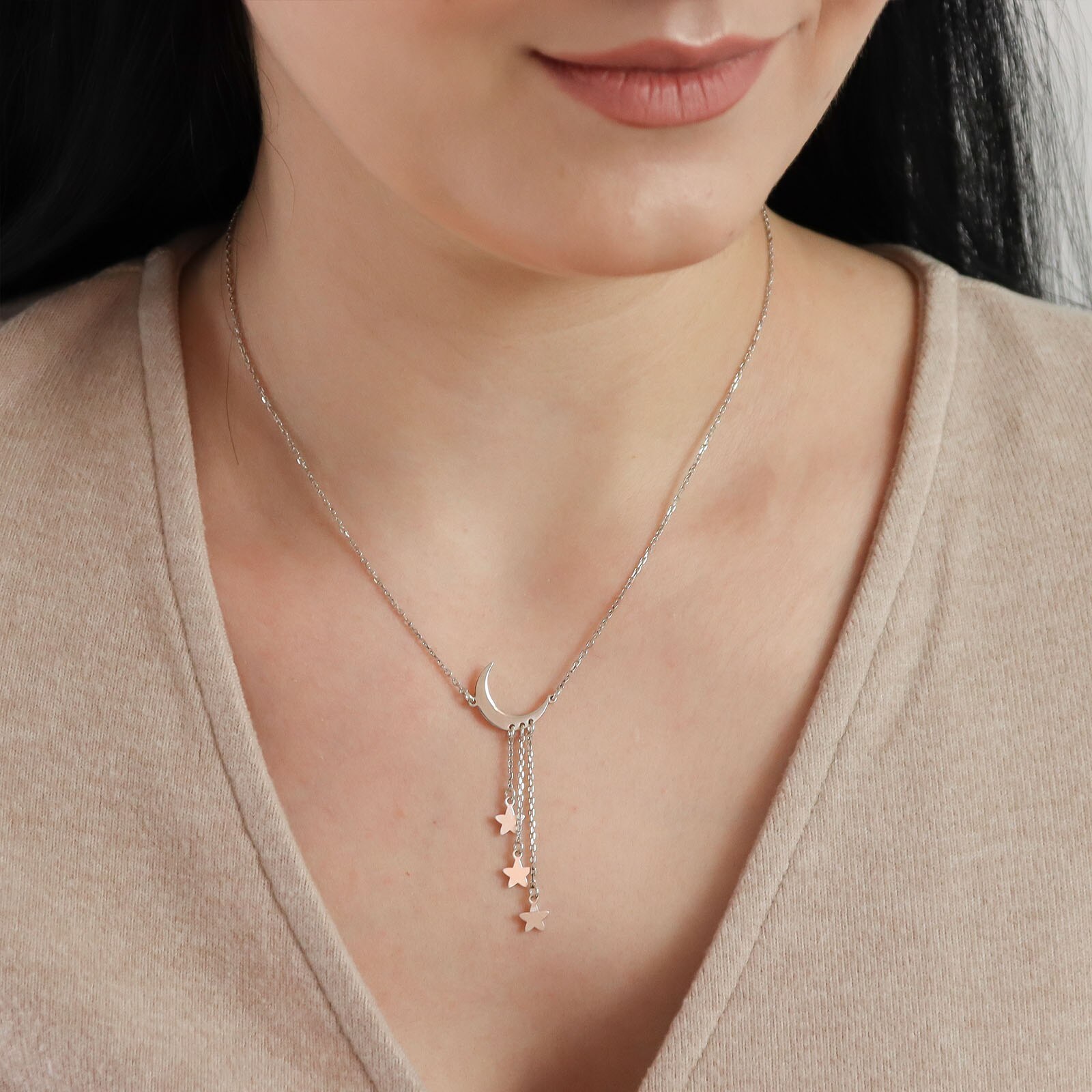 Lantisor Argint Luna si Stele - eMAG.ro