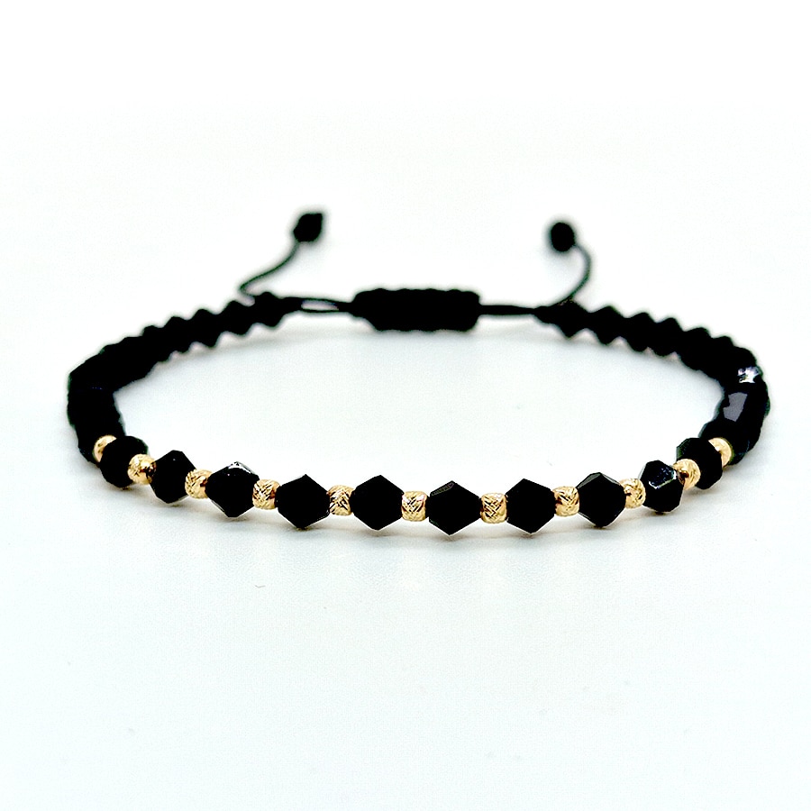 Set 2 bratari cu bile de aur 14k si argint, cristale, onix -VOLY - eMAG.ro