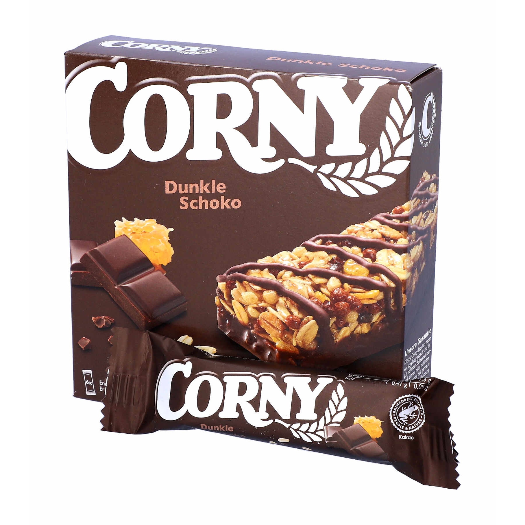 Baton cu ciocolata neagra, Corny, Fara zahar, 6 buc, 138 g - eMAG.ro