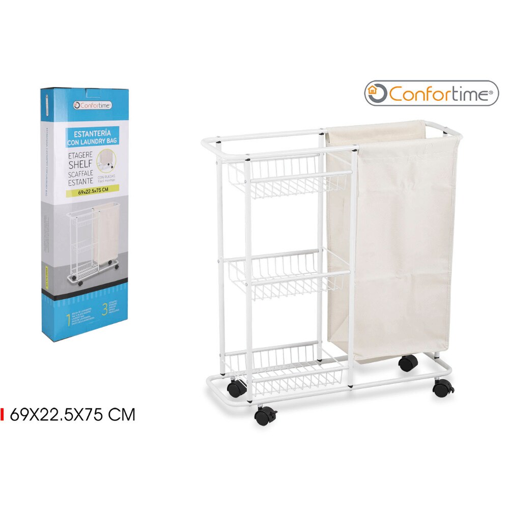 Etajera metalica cu roti si sac pentru rufe murdare - eMAG.ro