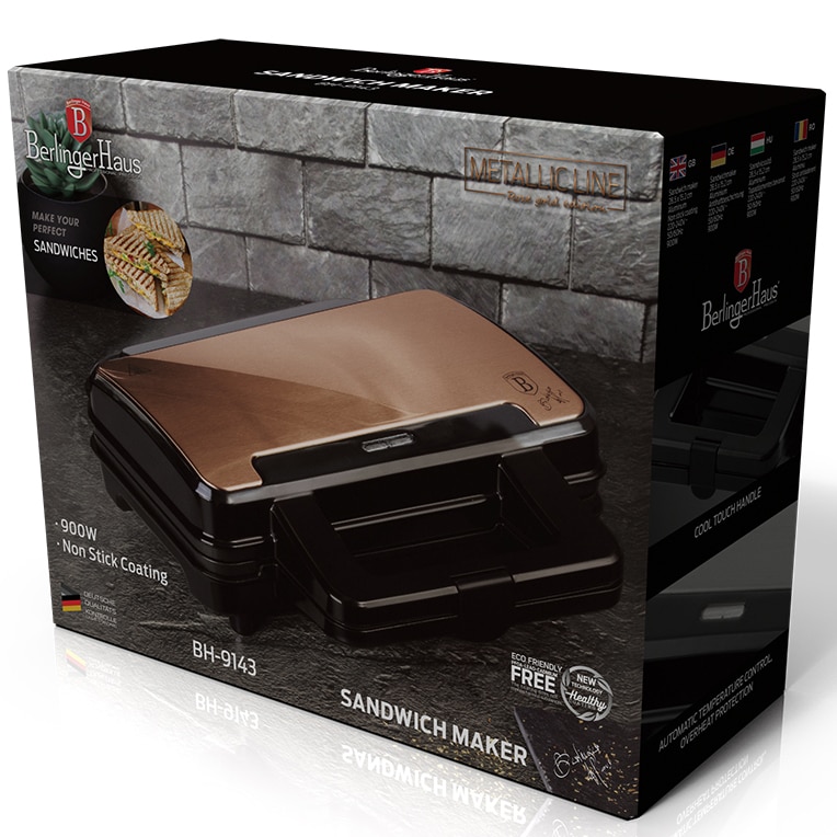 Berlinger Haus BH/9143 Szendvicssütő, 900W, Tapadásmentes bevonat ...