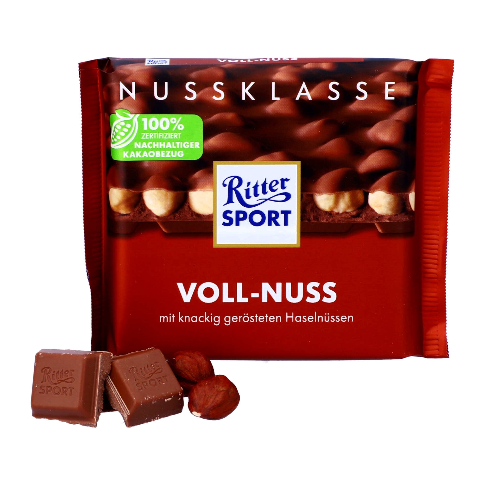 Pachet 5 x Ciocolata cu alune/lapte Voll-Nuss, Ritter Sport, 100 g ...