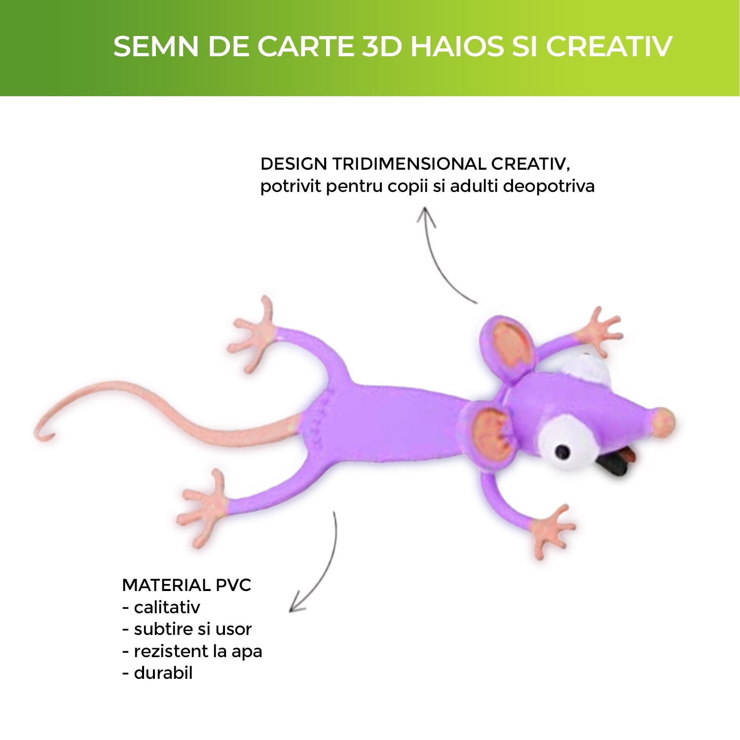 Semn de carte 3D, zioda smart essentials®, animale tridimensionale ...