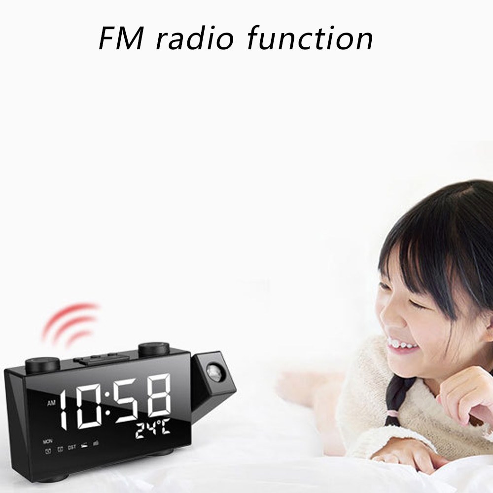 Ceas cu proiector, FM, LED, Alarma, Afisaj temperatura, Negru - eMAG.ro