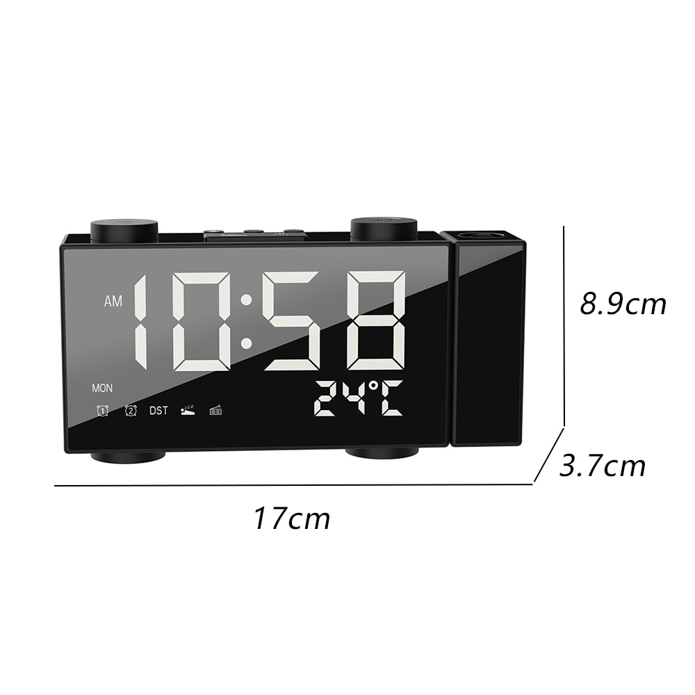 Ceas cu proiector, FM, LED, Alarma, Afisaj temperatura, Negru - eMAG.ro