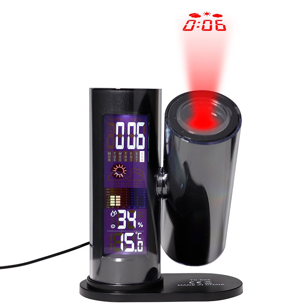 Ceas cu proiector, LED, Temeperatura, Umiditate, Negru - eMAG.ro