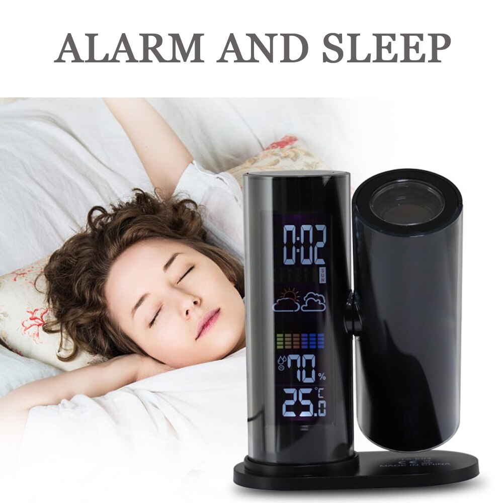 Ceas cu proiector, LED, Temeperatura, Umiditate, Negru - eMAG.ro