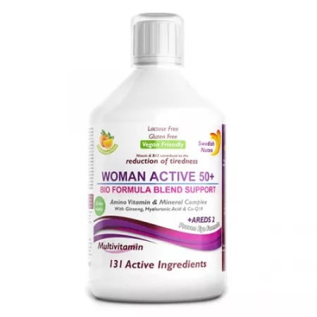 Multivitamine lichide WOMAN ACTIVE 50+, Swedish Nutra, 500ml - eMAG.ro
