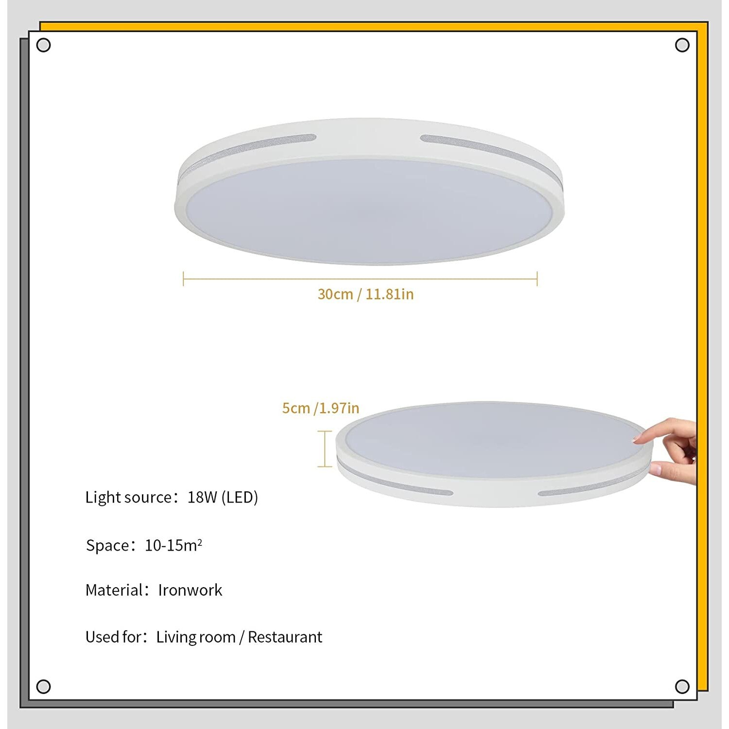 Plafoniera Cu Led, Goeco, 15w, 220v, Lumina alb, Dimensiune 30 * 5 cm ...